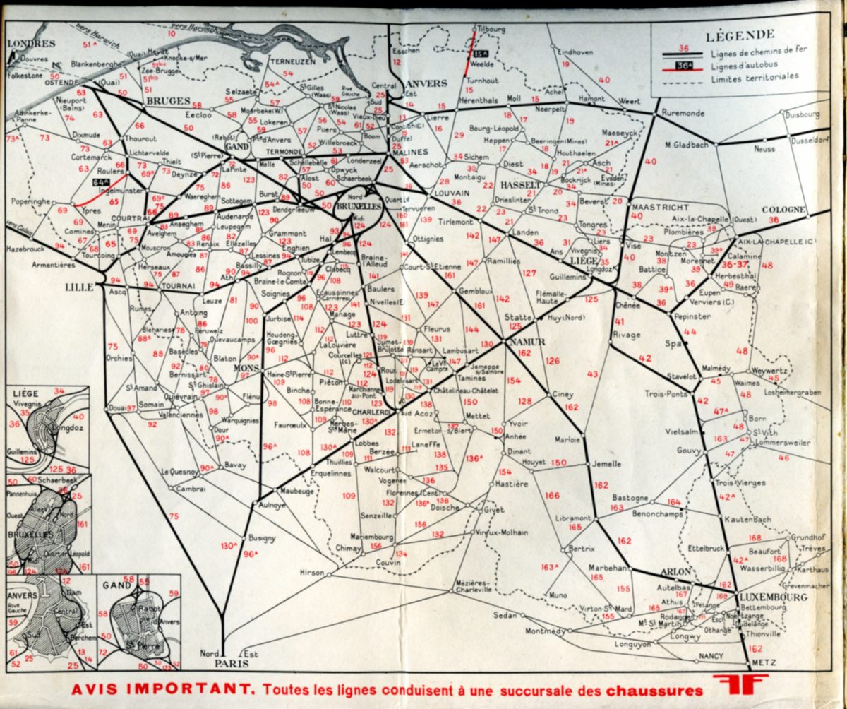 1937 – SNCB – Index des lignes nationales